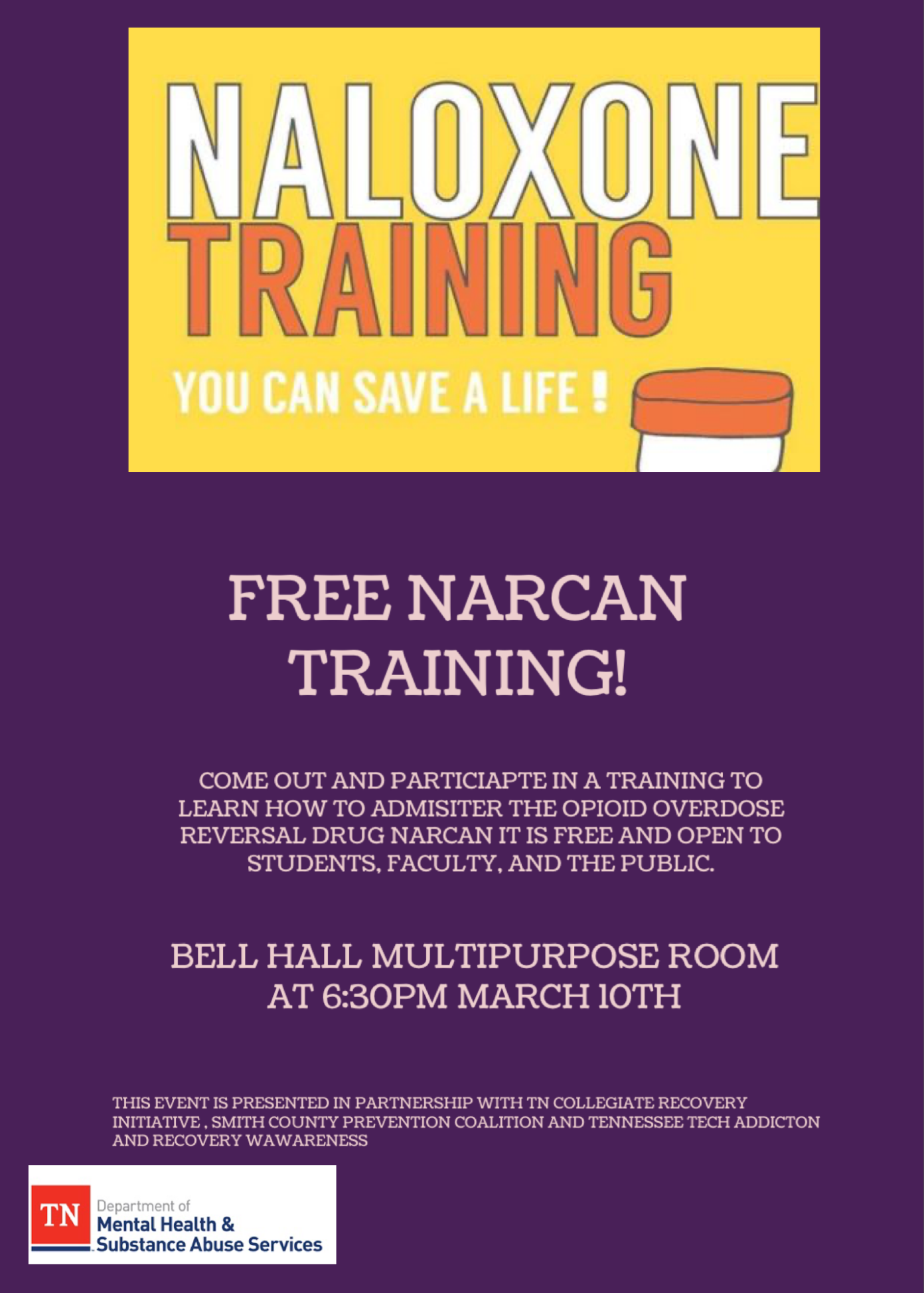 Free Narcan Training Hosted in Bell Hall | Tech Times