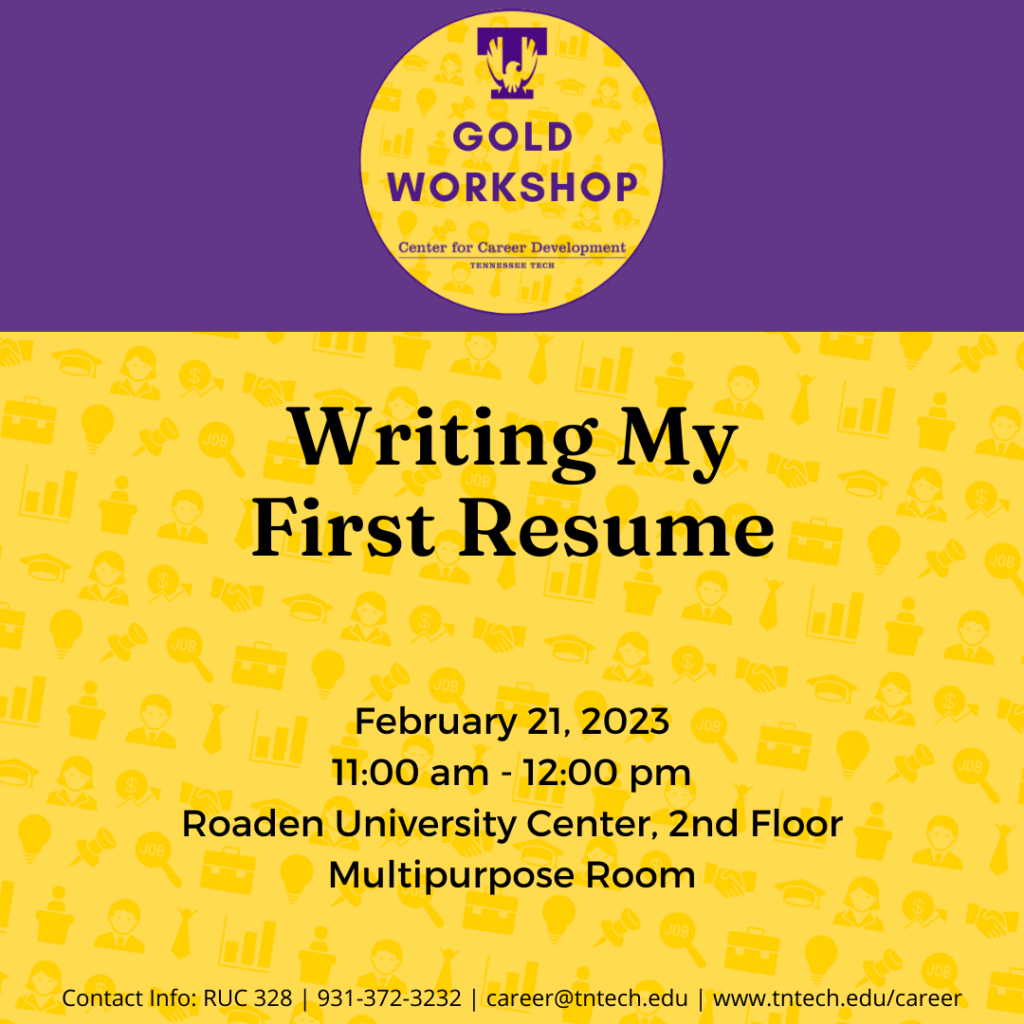 Gold Career Readiness Workshop on February 21: Writing My First Resume ...