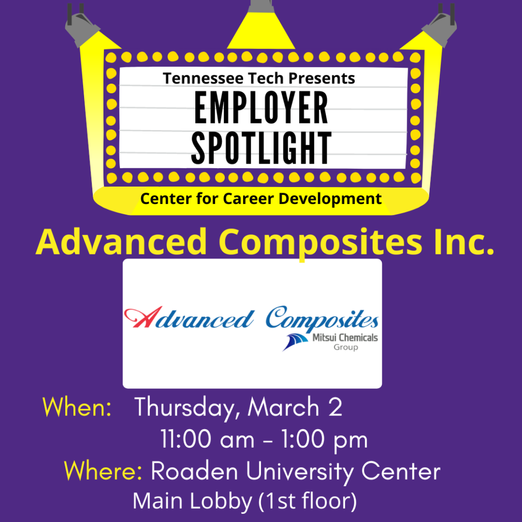Employer Spotlight featuring Advanced Composites Inc. in the RUC Lobby ...