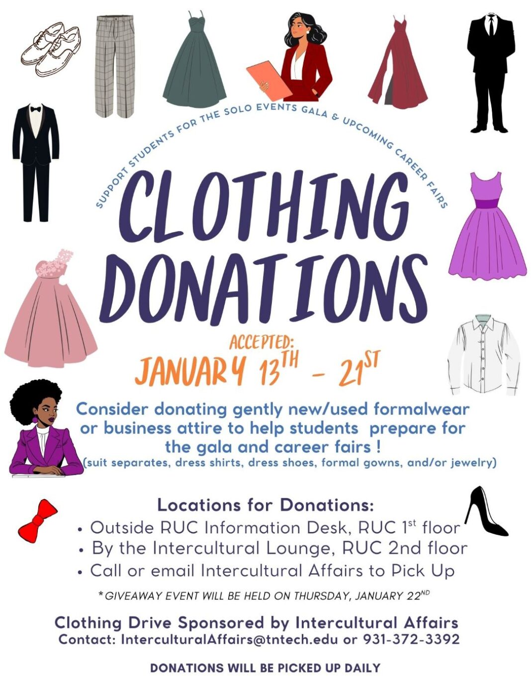 Clothing Donations – Jan 13th through Jan 21st | Tech Times
